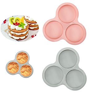 Hulajek 2 Pcs Silicone Air Fryer Egg Molds, Reusable Non-Stick Air Fryer Baking Pan, 3-Cavity Silicone Muffin Pan for Hamburger Bun Pan Air Fryer Accessories