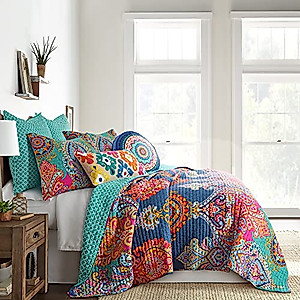 Levtex Home - Fantasia - Decorative Pillow (18in. Round) - Round Medallion - Blue, Orange, Teal and White