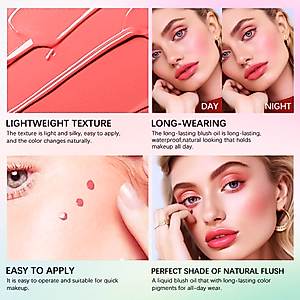 Green Color Changing Blush Oil: Unlock Your Natural Flush,Reacts to your skin's natural pH to instantly give you the perfect shade of natural flush,clear blush for Cheeks,For All Skin Tones.