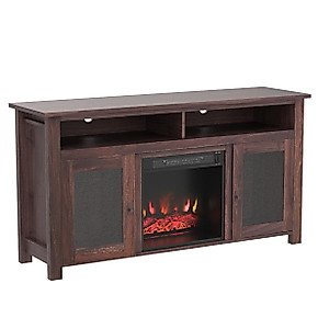 LOKATSE HOME Electric Fireplace Stand Console for TV's Up to 60" Living Room Storage Entertainment Center, Espresso