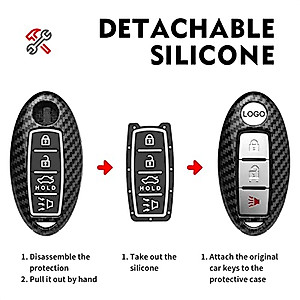 HUWANDJ Key Fob Case Cover Compatible with Infiniti EX FX X G JX M Q QX Series Nissan Altima Coupe Armada GTR Maxima Murano Cross CABRIOLET Pathfinder Rogue SENTRA Versa 4 Button Keyless Entry Remote