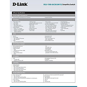 D-Link Systems, Inc. SmartPro Layer 3 Switch (DGS-1500-20)