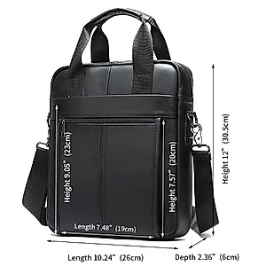 ND Genuine Leather Shoulder Messenger Bag for Men Adjustable Shoulders Sling Crossbody Bags for Travel Work Business Handbag (Black)