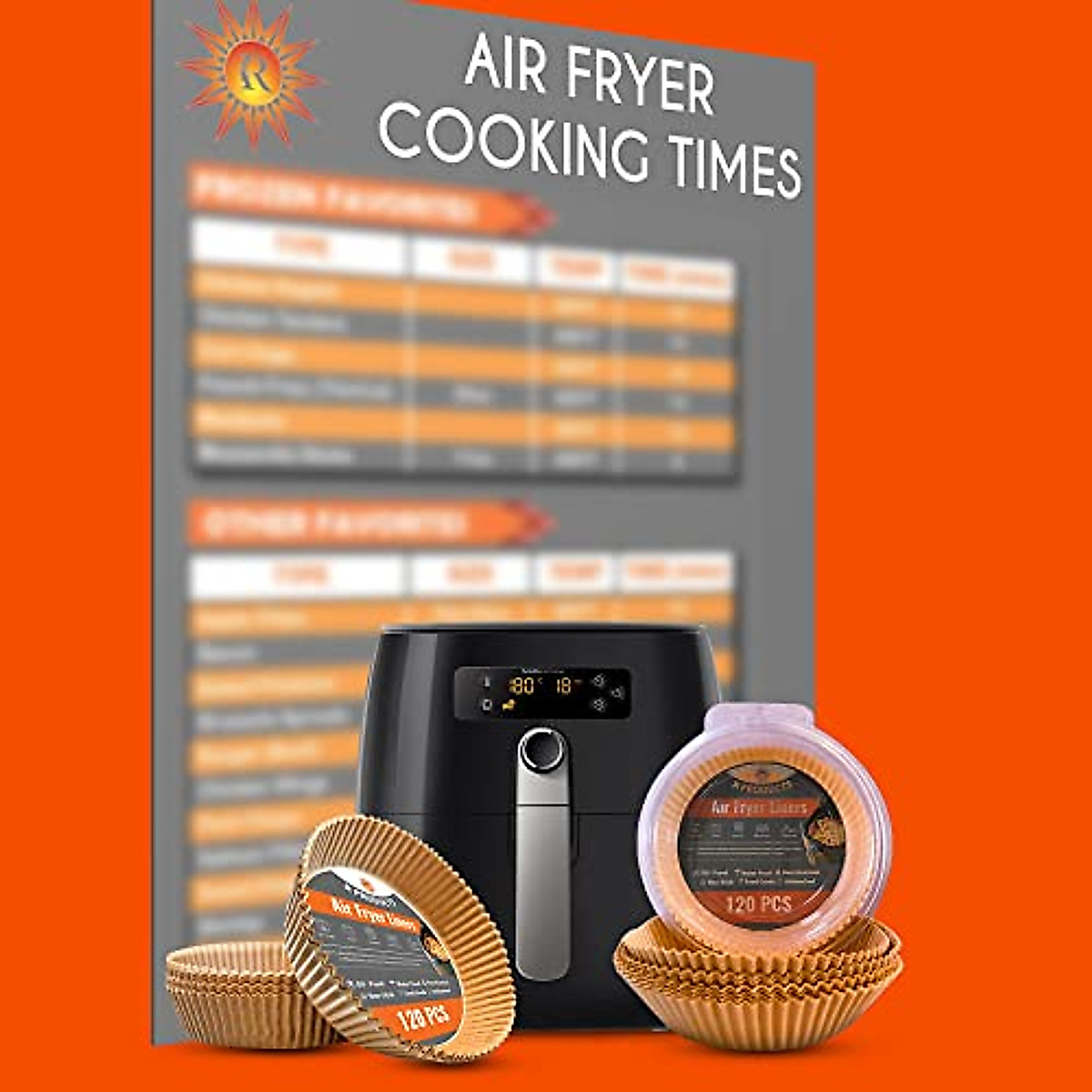 Air Fryer Liners (120Pcs), Air Fryer Disposable Paper Liner - Accessories for Airfryer, Oven & Steamer - Food Grade Parchment & Baking Paper - Greaseproof, Non-Stick, Oil-Proof Sheets (6.3 in)