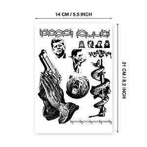 Temporary Face Tattoos, Playboy Bunny Tattoo Prisoner Tattoos, Fake Barbed Wire Tattoo Sticker Set for Halloween Costume