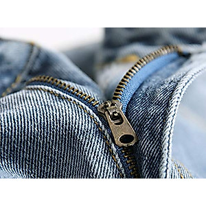 COOSVEN Men Ripped Jeans, Slim Fit Straight Leg, Denim Pants with Holes (Light Blue, 34)