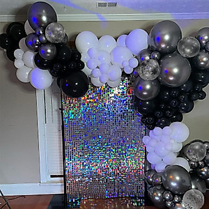 Holtour Black Metallic Silver White Balloon Garland Arch Kit 187PCS Balloons for Wedding Birthday Party Backdrop Decorations Halloween New Year Celebrate Decor