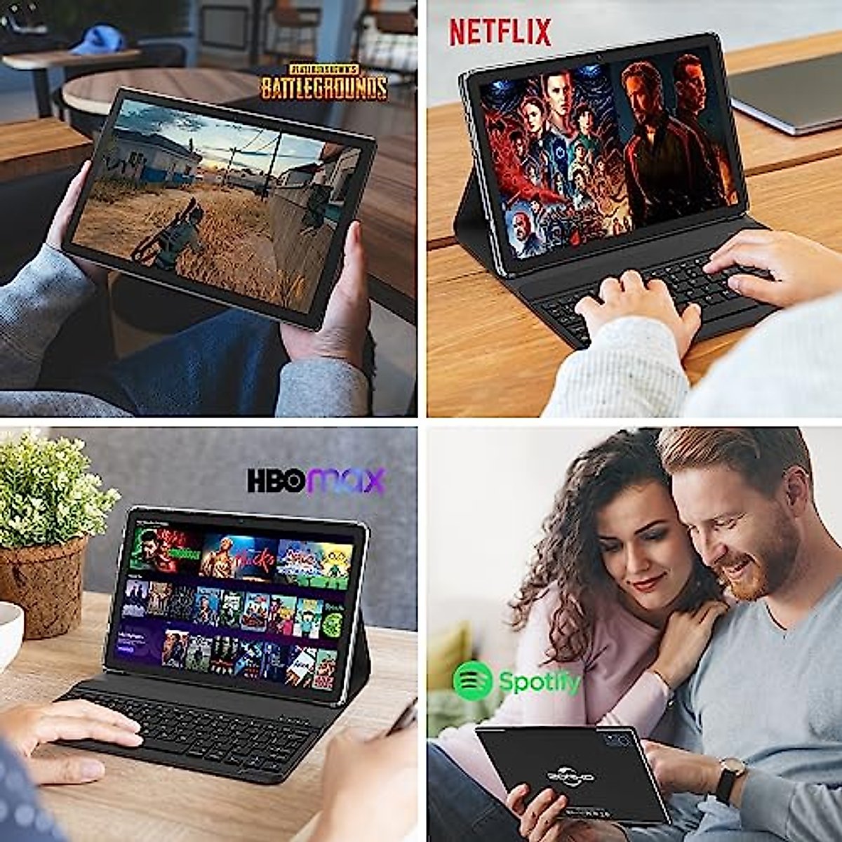 【2023 Newest Tablet】Android 12 Tablet with Keyboard, 16(8+8)GB RAM 128GB ROM 1TB Expand Tablets 10 inch, 2.4G/5G WiFi Tablet Android, Octa-Core 1920 * 1200 IPS Display 13MP Camera, 7000mAh, GPS, Black