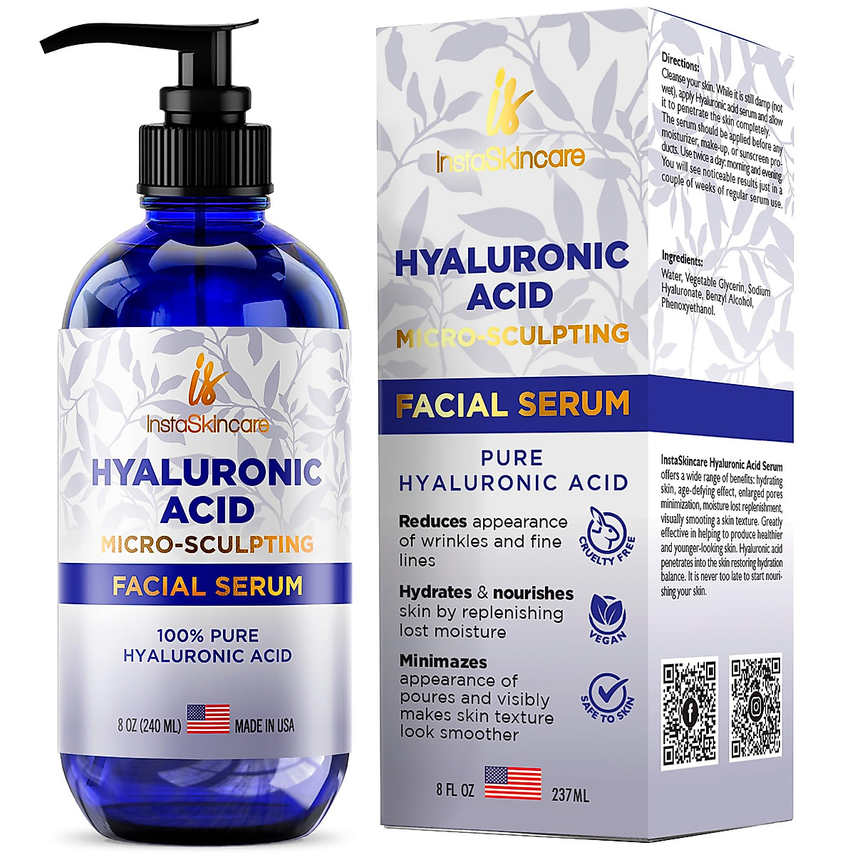 Hyaluronic Acid for Skin - 100% Pure Medical Quality Clinical Strength Formula - Anti aging formula (8 oz)