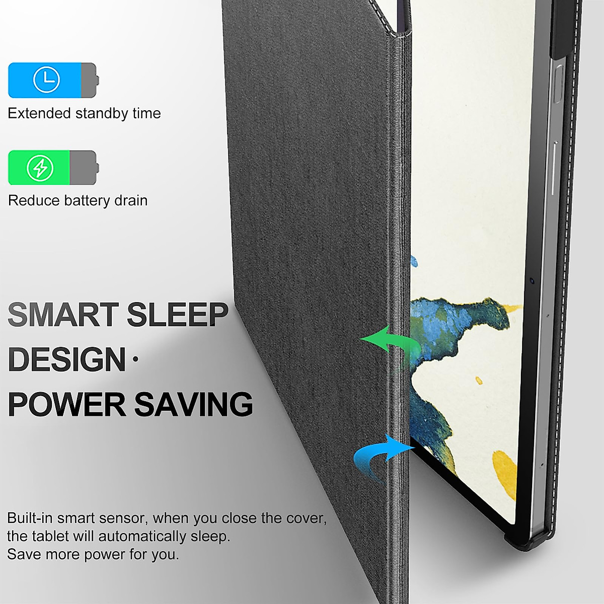 INFILAND Galaxy Tab S9 / S8/ Tab S7 Case, Multi-Angle Stand Cover Compatible with Samsung Galaxy Tab S9/ Tab S8/ Tab S7 11 Inch SM-X710/SM-X716B/SM-X718U 2023 Tablet [Auto Wake/Sleep], Dark Gray