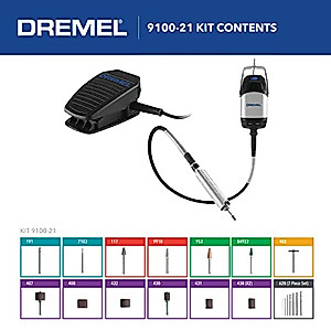 Dremel 9100-21 Fortiflex 2.5 Amp Flex Shaft Powerful Rotary Tool Kit- Hands-Free Speed Control for Precision Crafts & Projects, Detail Sander, Polisher, Engraver, Etcher