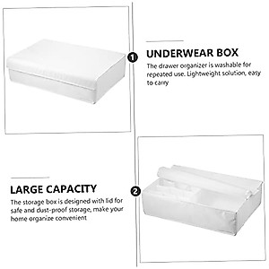 Outanaya Underwear Storage Box Vanity Drawer Container with Lid Necktie Organizer Containers with Lids Socks Bra Organizer Drawer Underwear Box with Lid Underwear Storage Organizer White