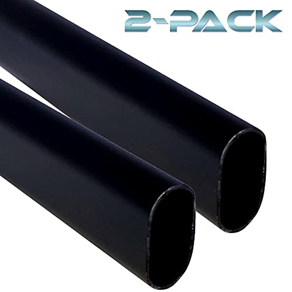 36" Long Oval Closet Rod | Heavy Duty Wardrobe Clothes Pole | Black | 2 Pack