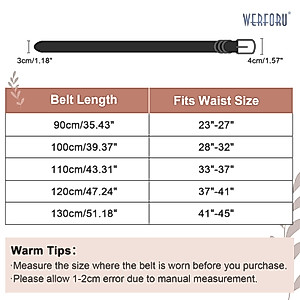 WERFORU 2 Pack Women Leather Belt for Jeans Pants, Ladies Leather Belt with Gold Buckle