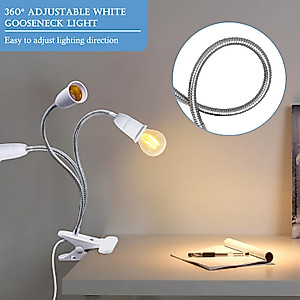 Clamp Light Socket,Clip Desk Lamp Socket,Clip Bulb Desk Lamp,Desk Light Adapter with Flexible Gooseneck,Clip on Light Socket with on/Off Switch,E26/E27 Clamp Light Bulb Stand (1PC)