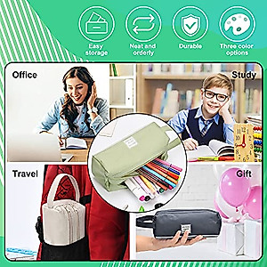 OuMeng Pencil Bag Pen Case, Large Capacity Students Stationery Pouch Pencil Holder Desk Organizer with Double Zipper, Can be Used to Organize Stationery Such as Pencils, Markers (Green)