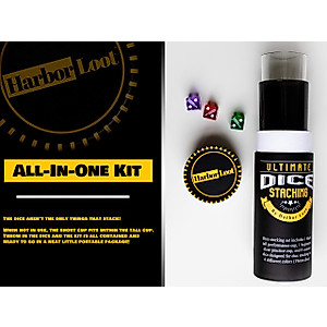 Harbor Loot Dice Stacking Set Includes 8 Large 19mm Dice, 1 Short Beginner's Stacking Cup, 1 Tall Advanced Stacking Cup, Plus Storage Tube