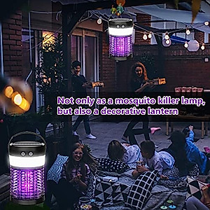 Bug Zapper, Portable LED Flashlight Bug Zapper Lamp, with Solar and USB Rechargeable Battery, SOS Emergency, with 3 Lighting Modes for Camping, Hiking, Backyard , Patio , Office and Traveling
