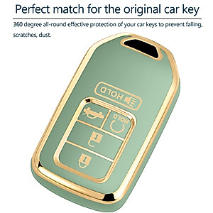 Lcyam Key Fob Cover Case with Keychain Strap, Compatible with Honda Accord Civic CR-V Passport Pilot Insight Smart Key, Green