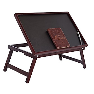 BIRDROCK HOME Bamboo Lap Tray with Black Top - Work from Home - Foldable Breakfast Serving Bed Tray - Lap Desk with Wide Tilting Top - Laptop Computer Stand for Couch Bed Chair - TV Tray