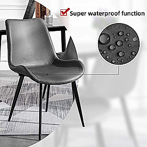 HIPIHOM Dining Chairs Set of 4, Modern Kitchen & Dining Room Chairs, Upholstered Faux Leather Cushion Seat and Sturdy Metal Legs (4 Grey Chairs)