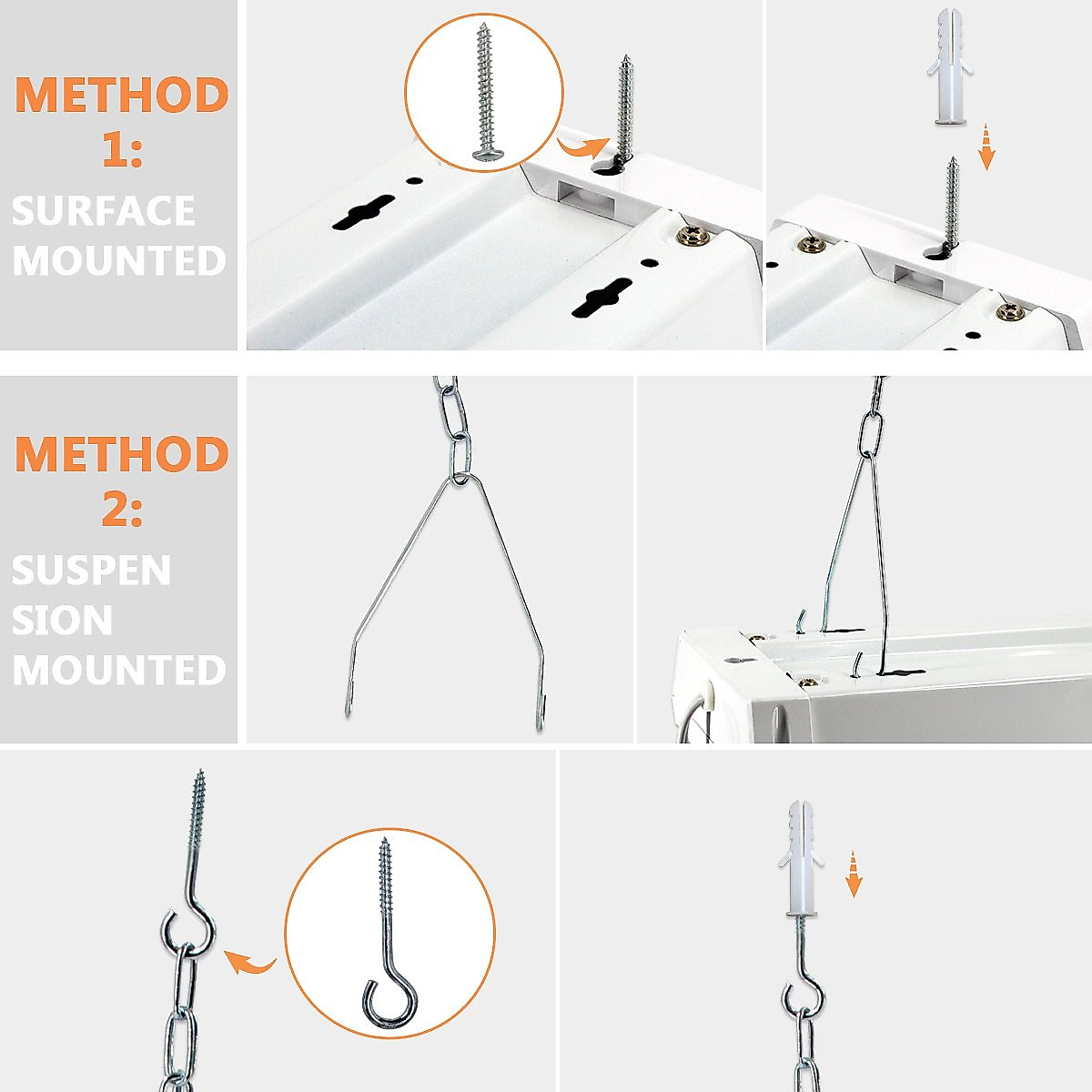 4FT LED Shop Light for Garages, 42W 4800LM 5000K Daylight LED Shop Lights, LED Ceiling Light with Pull Chain (ON/Off), Linear Worklight Fixture with Plug, 10 Pack