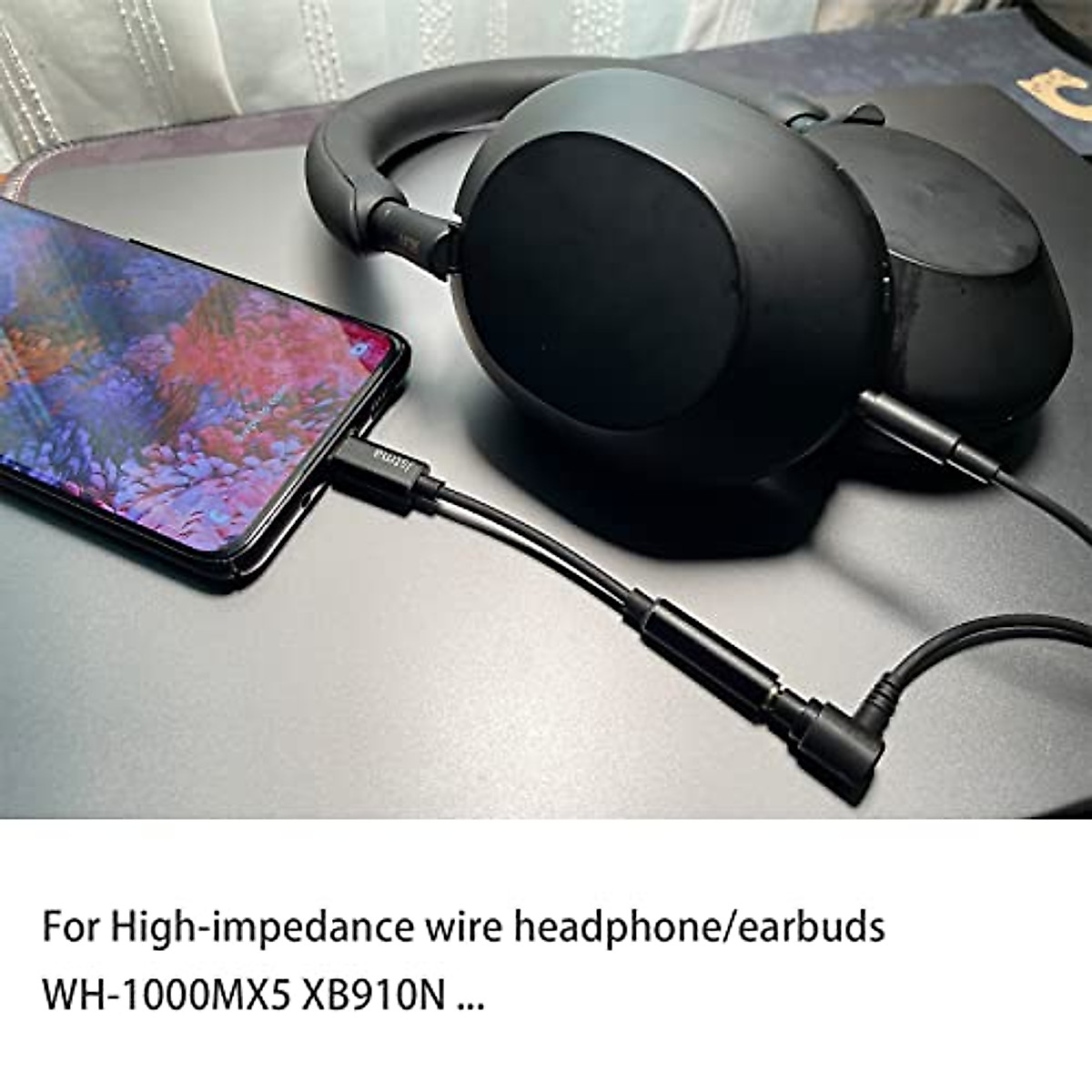 jstma USB C to 3.5mm Audio Jack Adapter 32Bit Audio HiFi DAC Amplifier Converter Support High-impedance Headphones for Windows MacOS Android Phones Switch PS Xbox (Black)