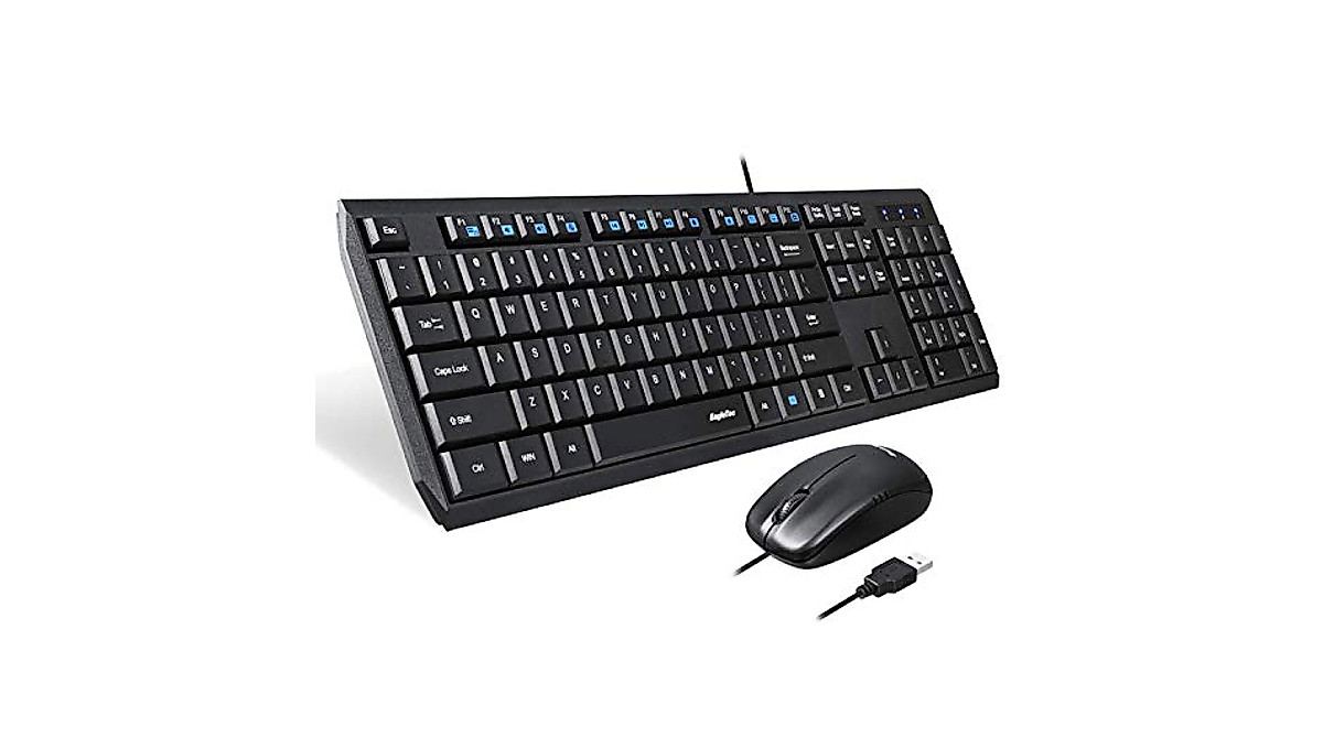 Eagletec KM120 Wired Keyboard and Mouse Combo - Slim & Quiet Ergonomic Set