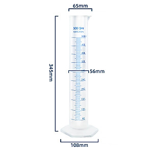 500ml Plastic Measuring Graduated Cylinder, Polypropylene Plastic, 2-Sided Marking, Ideal for Science, School and Home Lab, HUAOU, Pack of 1