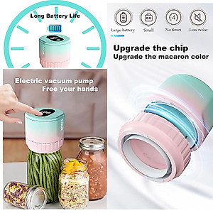 Everjar - Mason Jar Vacuum, Electric Mason Jar Vacuum Sealing Kit, 2 in 1Fully Automatic Suction Stop Food Storage Vacuum Sealer for Wide Mouth and Regular Mouth Mason Jars, Black