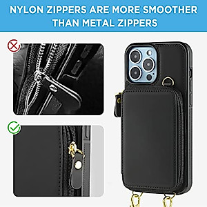 OUTXE iPhone 13 Pro Max Case Wallet for Women, Leather iPhone 13 Pro Max Wallet Case with Card Holder Wrist Strap Zipper, iPhone 13 Pro Max Purse Case Cover, 6.7 inch (Black)