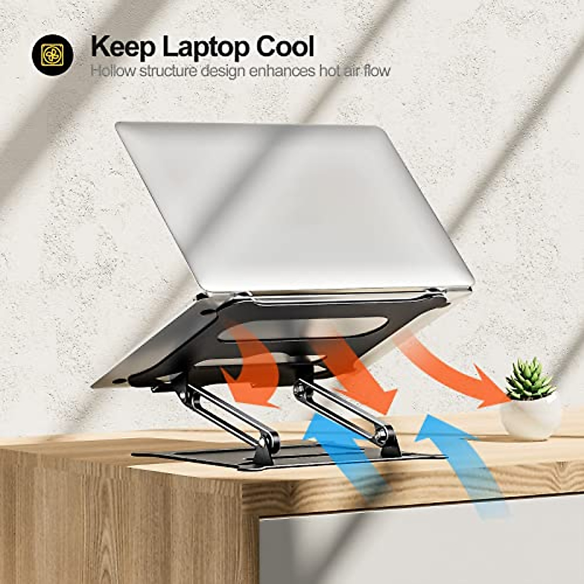 Urmust Laptop Notebook Stand Holder Adjustable Laptop Stand Portable Laptop Riser Compatible with MacBook Air Pro HP Dell XPS Lenovo All Laptops 10-15.6"(Black)