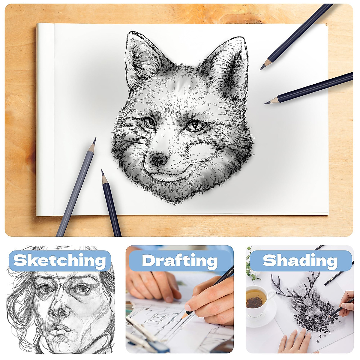 ArtSkills Sketch Pencils for Drawing, Graphite Art Pencil Set for Sketching & Shading, 8pc