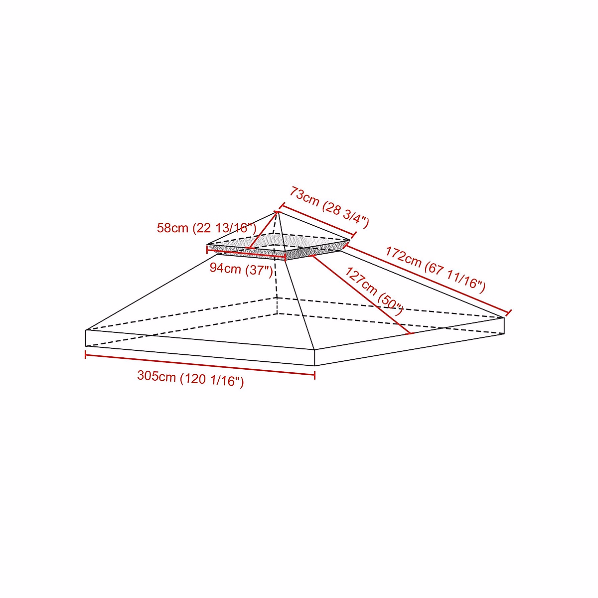 Yescom 10x10Ft UV30+ Gazebo Replacement Top for 2 Tier Outdoor Canopy Cover Patio Backyard Party Deck Ivory