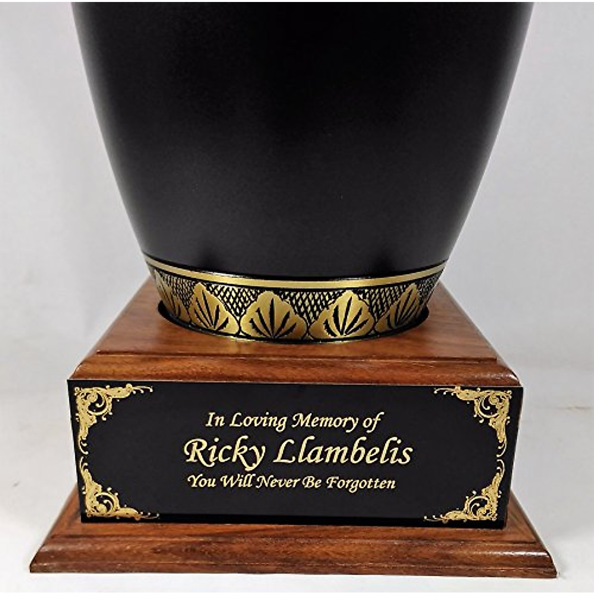 Cremation Urn Pedestal, Wooden Urn Base with Personalized Name Plate