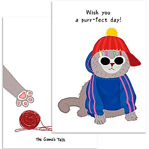 The Gimmo's Tale Cute Card for Cat Lover with PAWS - (Envelopes, Stickers Included)