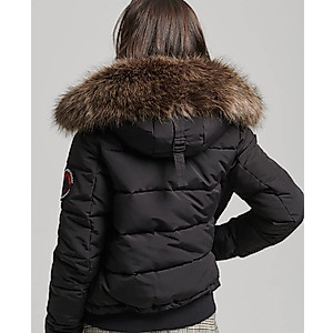 Superdry Womens Everest Bomber Jacket, Zip And Popper Fastening Black Size 12
