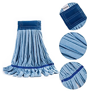 Matthew Cleaning Microfiber Tube Mop(Meduim,Blue,3Pack)Heavy Duty Mop Head Replacement,excellent absorbency,Premium launderability,Reusable,Loop end for Home,Commercial&Industrial Use-Incl.2Pcs Cloths