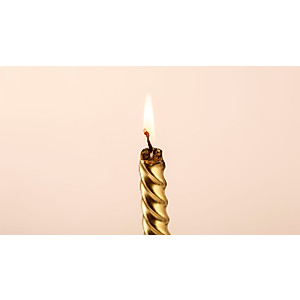 Aha Essentials - Spiral Wax Taper Candles Unscented Candlesticks Twisted Candles for Home, Wedding, Dinner Table | Pack of 6 Candle Sticks(Gold)