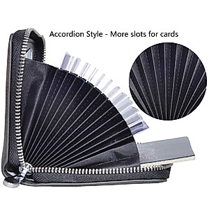 Easyoulife Genuine Leather Credit Card Holder Case Passport Wallet RFID Blocking (Black)