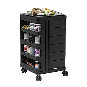 SD STUDIO DESIGNS Kubx Rotating 4-Sided Mobile Storage Organizer with Glass Top Multiple Compartments