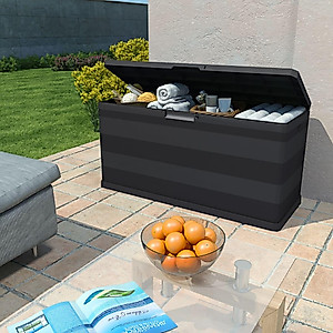 vidaXL Outdoor Storage, Deck Box with Lid, Patio Cabinet, Storage Chest for Outdoor Cushions Throw Pillows Garden Tools Pool Supplies, Black