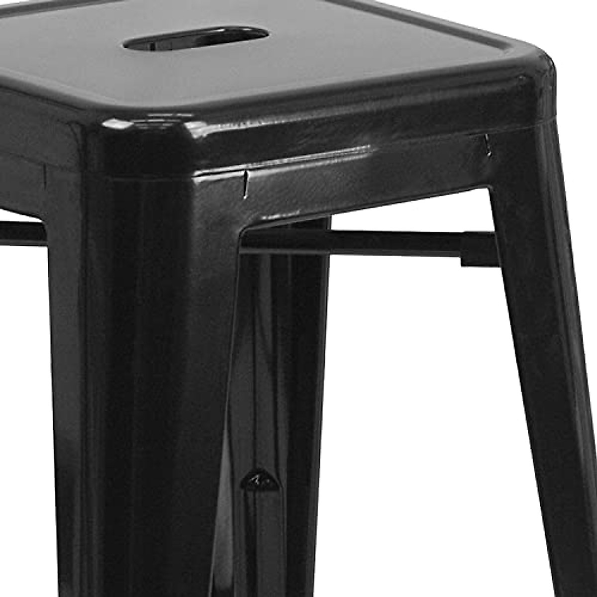 Flash Furniture Kai Commercial Grade 24" High Backless Black Metal Indoor-Outdoor Counter Height Stool with Square Seat