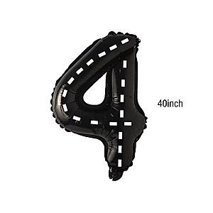 Race Car Foil Balloons Party Supplies Monster Truck Balloon Decorations Number 4 Balloons 40 Inch for Boys 4th Birthday Baby Shower Car Theme Party Decorations (Monster Truck 4th Birthday)