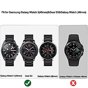 Gear S3 Frontier /Galaxy 46mm /Galaxy Watch 3 Band 45mm,V-MORO 22mm Solid Stainless Steel Metal Business Bracelet Strap for Samsung Gear S3/Galaxy 46mm/Galaxy Watch 3 45mm Black