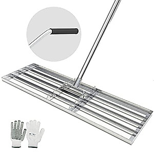 FXW Lawn Leveling Rake 35" 6.5ft Lawn Leveler Ground Full Stainless Steel Leveling Rake Landscape Rake Topdressing Spreader Levelawn Tool for Backyard, Garden, Golf Couse, Farm, Pasture