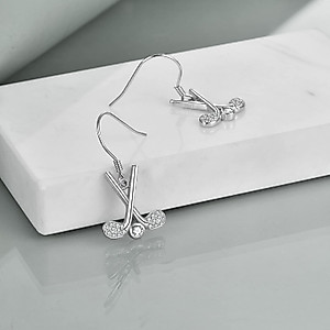 YAFEINI Golf Earrings Gifts Sterling Silver Golf Club And Ball Dangle Earrings Golf Jewelry for Women Golf Lovers Gifts