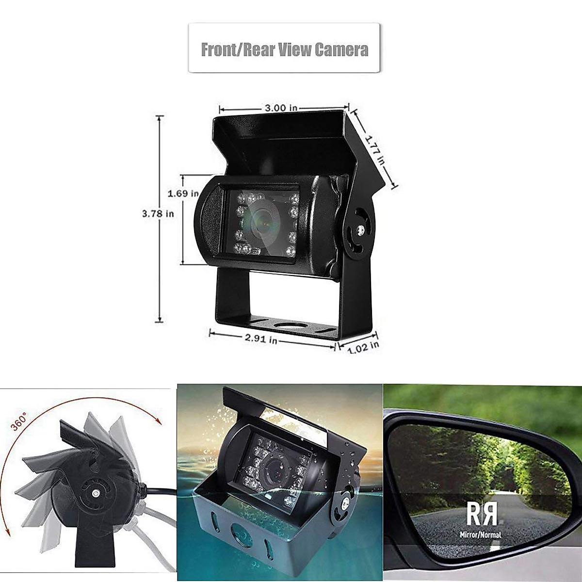 Backup Camera Kit 7 inch 4-Spilt Monitor Rear View Cameras with IP 67 Waterproof 18 IR Night Vision Car Camera for Tucks, RVs,Trailers,Bus,Vans + 4pcs 10m/393.7inch Cables