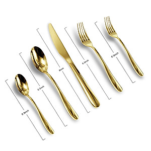 20-Piece Gold Silverware set with Dinner knvies,Gold Flatware Set for 4,Food-Grade Stainless Steel Tableware Cutlery Set,Mirror Polished & Dishwasher Safe