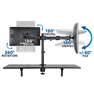 Mount-It! Mobile Computer Cart, Portable Desk on Wheels - 40" Wide Tabletop, Height Adjustable Workstation up to 64" Tall with Dual Monitor Mounts up to 72", Rolling Computer Desk, Screens 27", Black